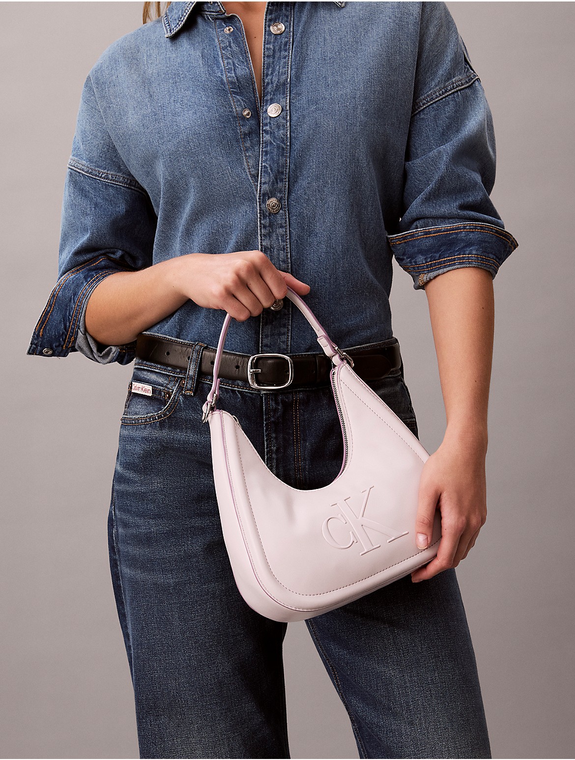 CALVIN KLEIN Calvin Klein Embossed Monogram Crescent Bag